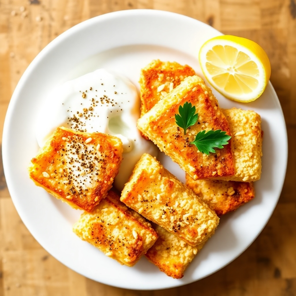 Crispy Baked Smoked Trout Bites with Za'atar Yogurt Dip | TasteBot
